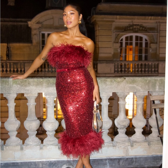 NADINE MERABI | Dresses | Nadine Merabi Red Dress | Poshmark
